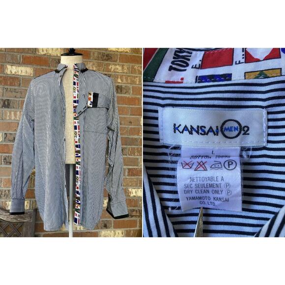 KANSAI O2 | Shirts | 8s 90s Kansai Yamamoto Men O2 Striped Shirt World ...